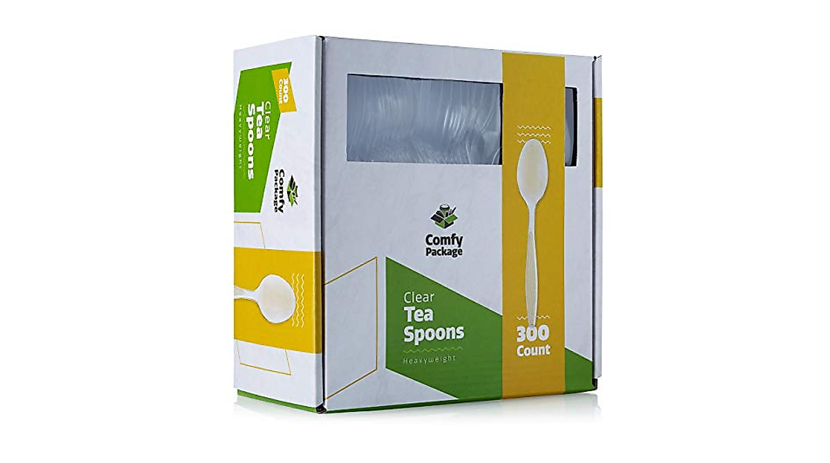 Strong & Elegant Clear Plastic Tea Spoons - 300 Pack