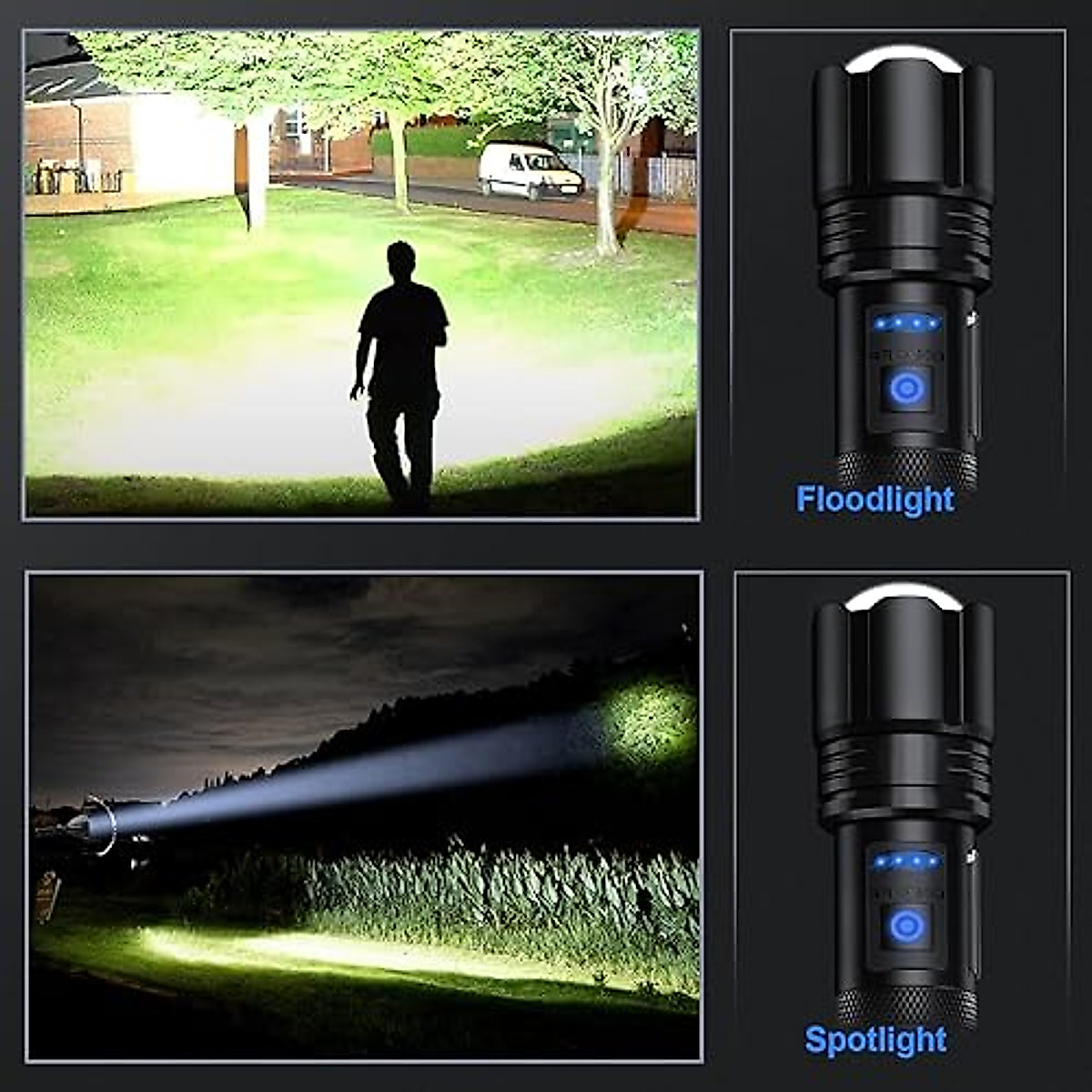 Kicoeoy Rechargeable Flashlights High Lumens, Led Flashlight 990000 Lumens Bright Flash Light with 7 Modes, Flashlights for Camping, Home, IPX7 Waterproof (2 Pack)