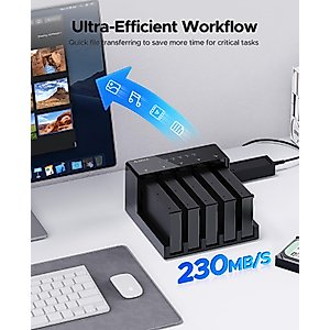 ORICO 5-Bay Hard Drive Docking Station with Offline Cloning - SATA to USB 3.0 HDD Dock for 3.5" Drives, Expandable Storage up to 90TB, Includes 12V/6.5A Power Adapter, Black (6558US3-C)