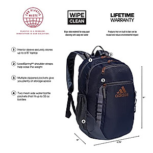adidas Excel 6 Backpack, Shadow Navy/Onix Grey/Rose Gold, One Size