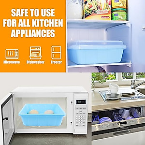 LUVCOSY 3 Packs Pizza Dough Proofing Box Tray, Home Pizza Dough Containers, Stackable Pizza Storage Container, 1.6 Gal Durable Dough Tray for Pizza, BPA Free, Dishwasher Safe, 12" x 12" x 3.5" (Blue)