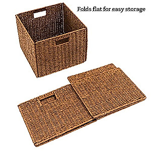 Foldable Storage Basket with Iron Wire Frame By Trademark Innovations (Set of 2)