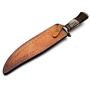 UK UNIQUE SHARP KNIVES BK-3039 Handmade Damascus Steel 15 Inches Damascus Steel Hunting Knife - Beautiful Rose Wood & Bone Handle