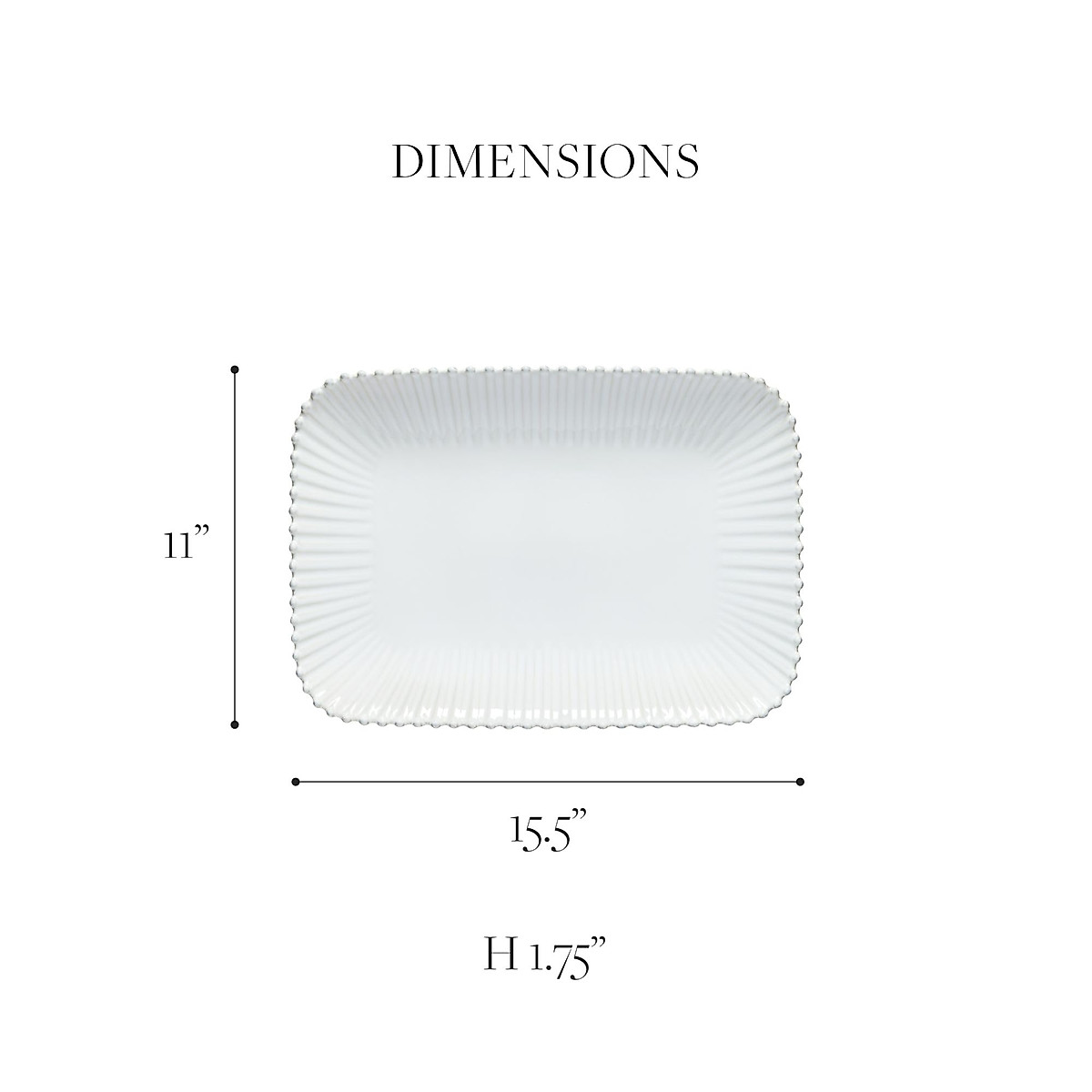 Costa Nova Ceramic Stoneware 16'' Rectangular Platter - Pearl Collection, White | Microwave, Dishwasher, Oven & Freezer Safe Dinnerware | Food Safe Glazing | Restaurant Quality Serveware
