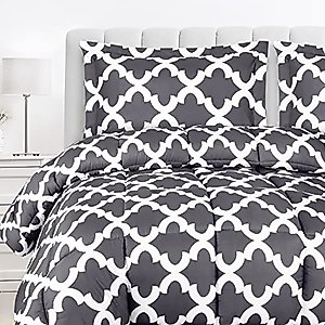 Utopia Bedding - Comforter Bedding Set with 2 Pillow Shams - Bedding Comforter Sets - Down Alternative Comforter - Soft and Comfortable - Machine Washable, Quatrefoil Gray, Queen