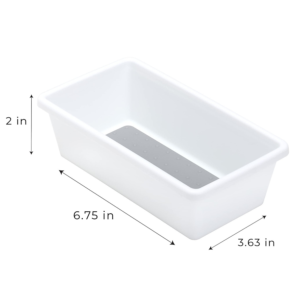 Smart Design Plastic Drawer Organizer - 5 Compartment - Non-Slip Lining and Feet - BPA Free - Utensils, Flatware, Office, Personal Care, or Makeup Storage - Kitchen - White with Gray