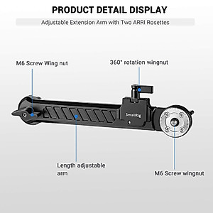 SMALLRIG Rosette Extension Arm Dogbone with Length Adjustable, M6 Rosette 31.8mm - 1870