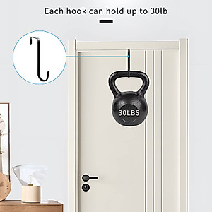 FYY Over The Door Hooks, 4 Pack Upgraded Long Door Hangers Hooks with Rubber Prevent Scratches Heavy Duty Organizer Hooks for Hanging Clothes, Towels, Hats, Coats, Bags Black