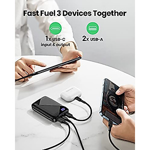 EAFU Portable Charger, Compact 10000mAh USB C Power Bank, Triple 3A High-Speed External Battery Pack with Flashlight for iPhone 14 13 12 11 X Pro 8 Plus Samsung S20 S10 Note20 Google LG iPad Tablet