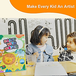 YPLUS Paint with Water Books for Toddlers, Watercolor Painting Paper for Kids Ages 1-3, 2-4, Art Craft Gift for Drawing with Brush, Animals