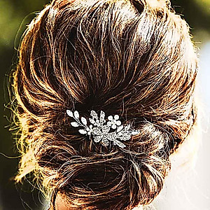 Latious Silver Bride Wedding Hair Comb Rhinestone Flower Hair Pieces Bridal Hair Accessories for Women and Girls (A-Silver)