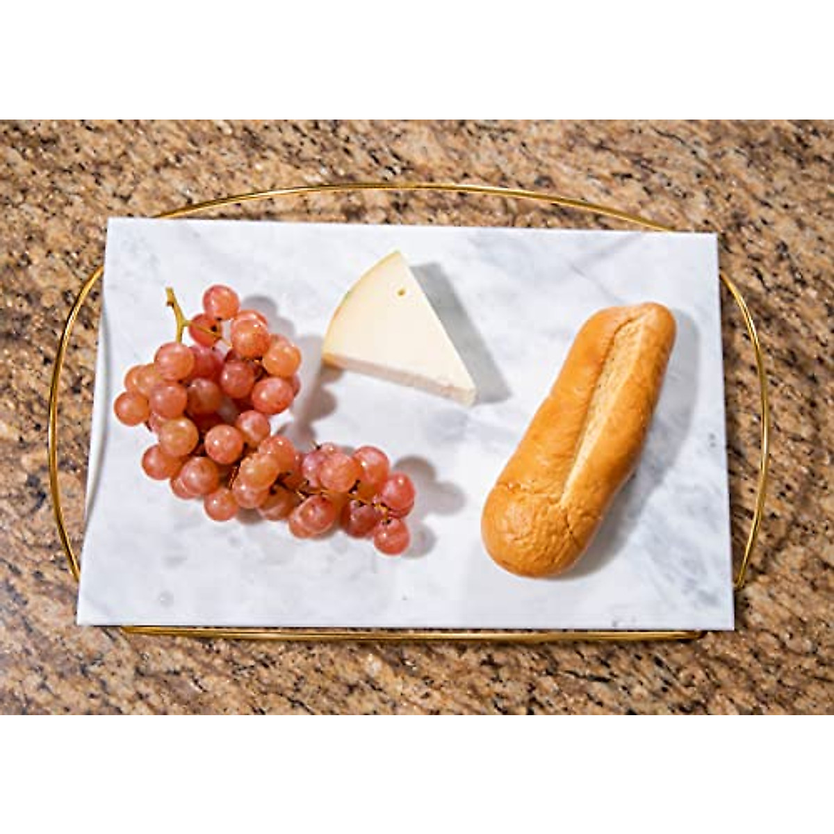 White Marble Tray - Ottoman Tray - Serving Tray with Handles - Decorative Tray - Breakfast Bed Tray - Coffee Table Tray