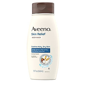 Aveeno Skin Relief Body Wash with Coconut Scent & Soothing Triple Oat Formula, Body Wash Soothes Itchy, Dry Skin, Coconut Scented Cleanser is as Gentle as Fragrance Free, 18 fl. oz