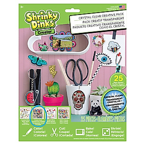 Shrinky Dinks Creative Pack, 25 Sheets Crystal Clear, Kids Art and Craft Activity Set, Kids Toys for Ages 6 Up by Just Play
