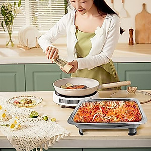 Metal Tray Chafing Dish Buffet Set Stainless Steel Rectangular Chafers with Cover Lid Buffet Server Food Warmer Catering Pan Hot Steam Table Tray Stainless Steel Griddle