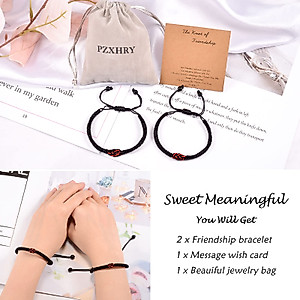 PZXHRY Best Friends Bracelet Red String Of Fate Bracelets For Friend Long Distance Matching Friendship Bracelets Gifts For Best Friend Men Women (Black)