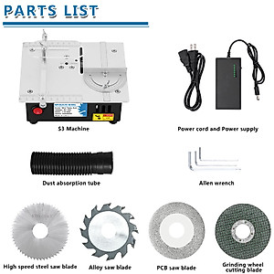 MXBAOHENG Mini Table Saw S3 Portable Precision Craft Table Saw, 1/2" Adjustable Cut Depth, Seven Speed Adjustable Power Supply, Small Hobby Table Saw for Miniature Wood Craft Cutting