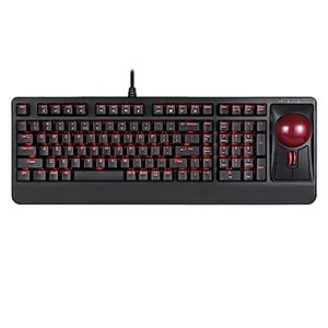 Perixx Periboard-322 Wired Mechanical Trackball Keyboard with 2 Hubs, 2.17 Inch Large Trackball, RGB Backlit Design, US English Layout (PB-322BUS-11577)