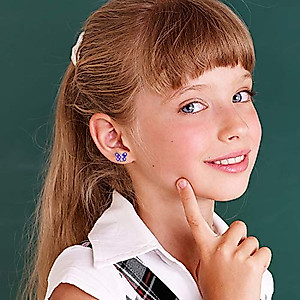 33 Pairs Stud Earrings Set for Kids - Hypoallergenic - Colorful CZ Animal Stud Earrings for Little / teen Girls Jewelry