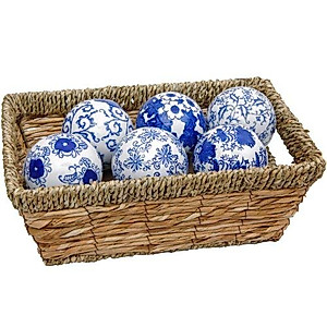 Oriental Furniture 3" Blue & White Decorative Porcelain Ball Set(B)