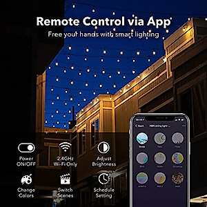 HBN Color Changing String Lights 36ft Smart LED String Lights Outdoor RGBW Patio String Lights Waterproof IP65, 2.4 GHz Wi-Fi&Bluetooth App Control 18 Acrylic Bulbs Work with Alexa Google