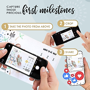 Calloo Baby Monthly Milestone Blanket for Baby Boy, Monthly Baby Milestone Blanket Boys, Baby Monthly Milestone Blanket Boy