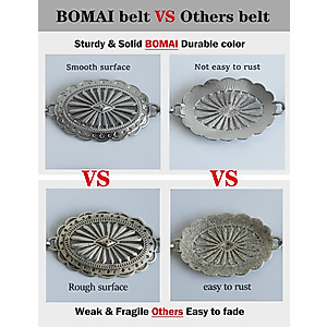 BOMAI Western Concho Chain Belt for Women Boho Cowgirl Metal WaistChain with Turquoise (02-silver, Length 53" (36"+extended chain 17"))