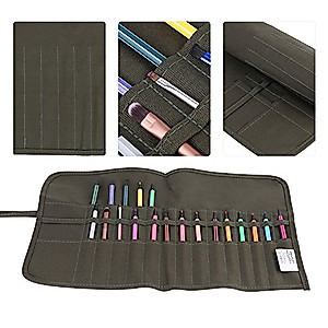 Paint Brush Bag, 30 Slots Larger Roll Up Pen Holder Canvas Pouch for Draw Pen Watercolor Oil Brushes