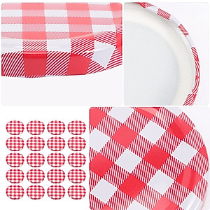 Lurrose 40pcs Mason Jar Lid Checkered Canning Lids for Wide Mouth Jars Regular Canning Lids Four Wide Mouth Food Jar Canning Lids Regular Honey Container Lid Jam Automatic Iron Sealing Cap