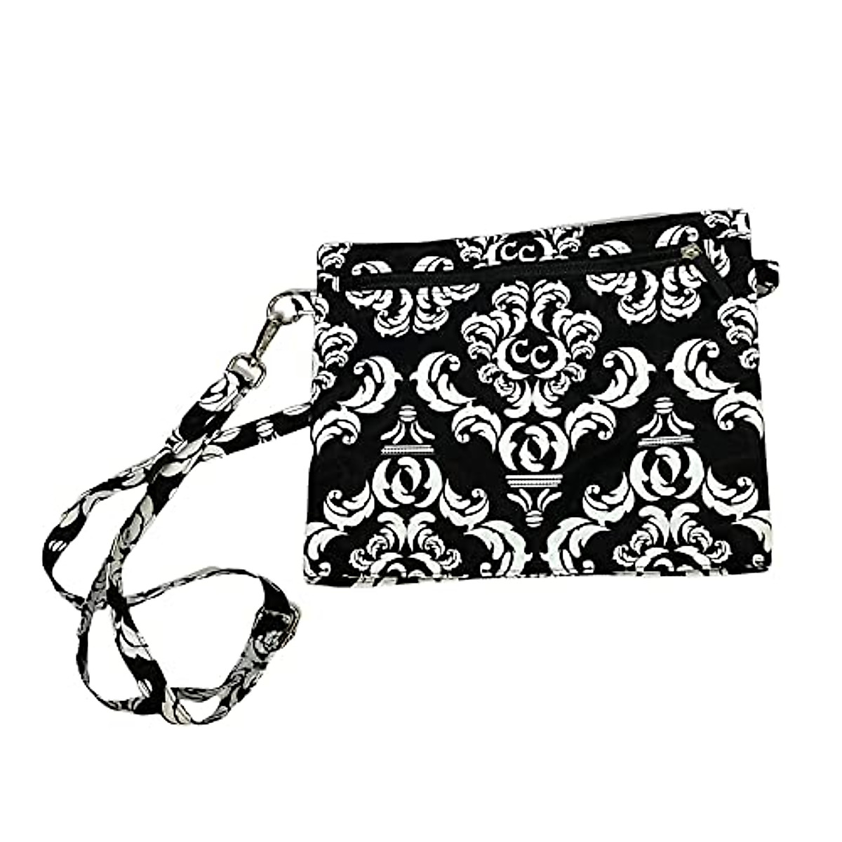 RoomForLife - Trendy Crossbody Quad Zipper Bag - Color : Damask Black - Handbag - Purse - Compact bag