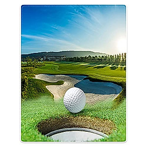 Blankets Sofa Bed Throw Lightweight Cozy Plush Golf Course Beautiful Sky Hole Bunker 60"x80"