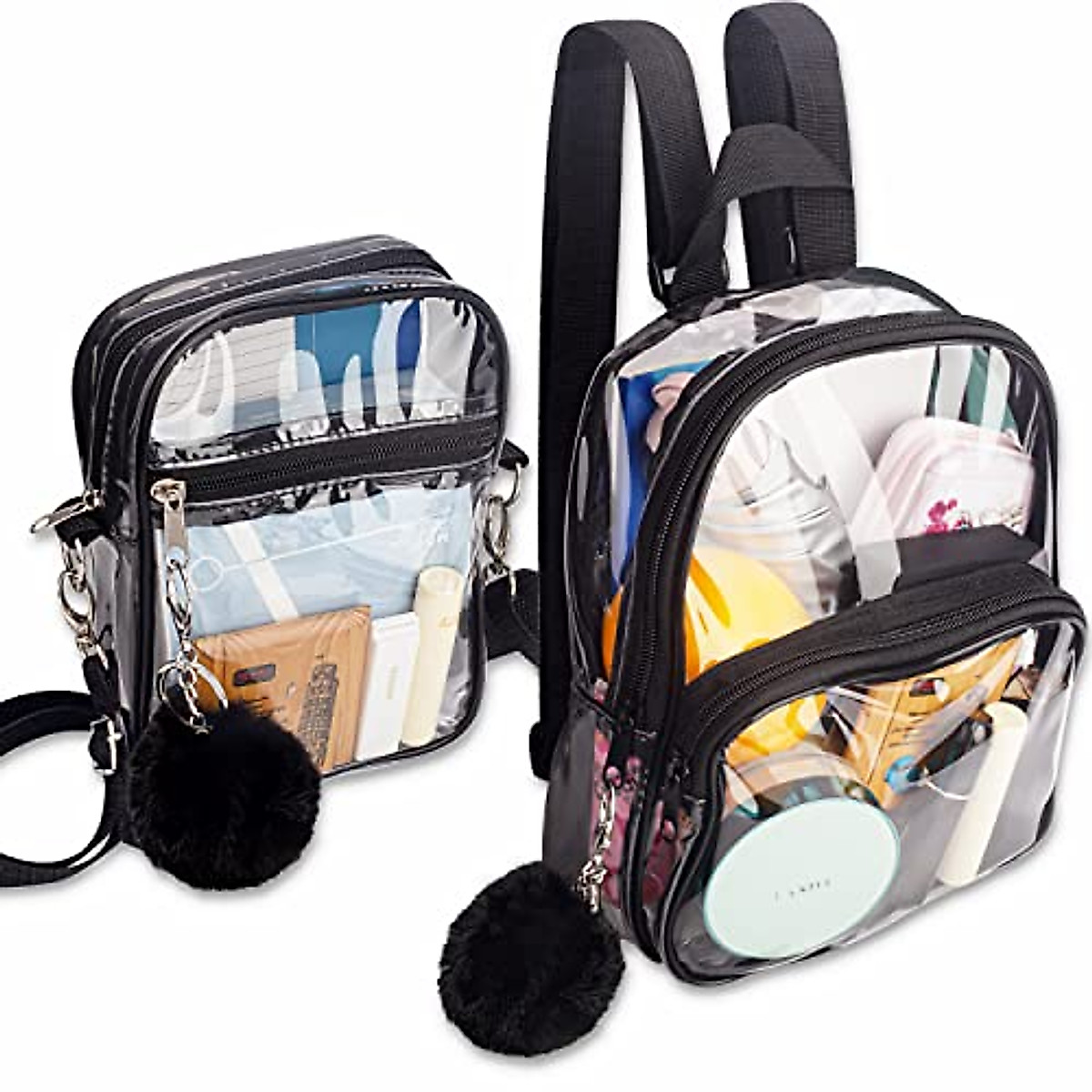 LYroo Clear Bag Stadium Approved Mini Backpack and Clear Crossbody Bag for Women Stadium Concert