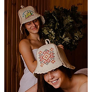 ASKOLD Ukrainian Sauna Hat Don’t Worry in Life for Sauna Banya Bath House Sauna Hat Finnish Sauna Hat Russian Banya Hat for Men Sauna Hat for Men