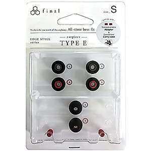 Final Audio Black+Black/Red Silicone Type E Eartips kit with Case and Nozzle Adapter Compatible with 1More, AKG, Audio-Technica, Beats by Dre, Campfire Audio, Empire Ears, Shure, Sony, Westone (Small)