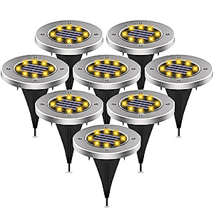 ABCCANOPY Solar Ground Lights 8 Pack, Waterproof Outdoor Solar Garden Lights, Landscape Lights for Pathway,Yard,Deck,Lawn,Patio,Walkway (Warm Light)