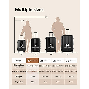 LUGGEX Carry On Luggage with Aluminum Frame, 36L Polycarbonate Zipperless Luggage with Wheels, Hard Shell Suitcase 4 Metal Corner (Navy)