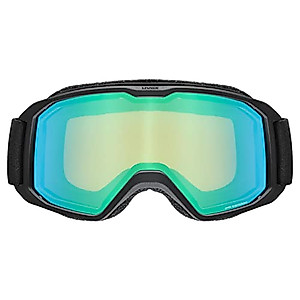 uvex mirrored anti-fog OTG ski & snowboard goggles with UV protection for women & men, elemnt FM, black mat/green-LGL