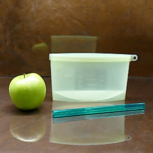 7Penn Silicone Food Storage Bag, 500mL - 1pk Washable 7.75 x 4in Green Reusable Food Bags for Sandwiches and Snacks