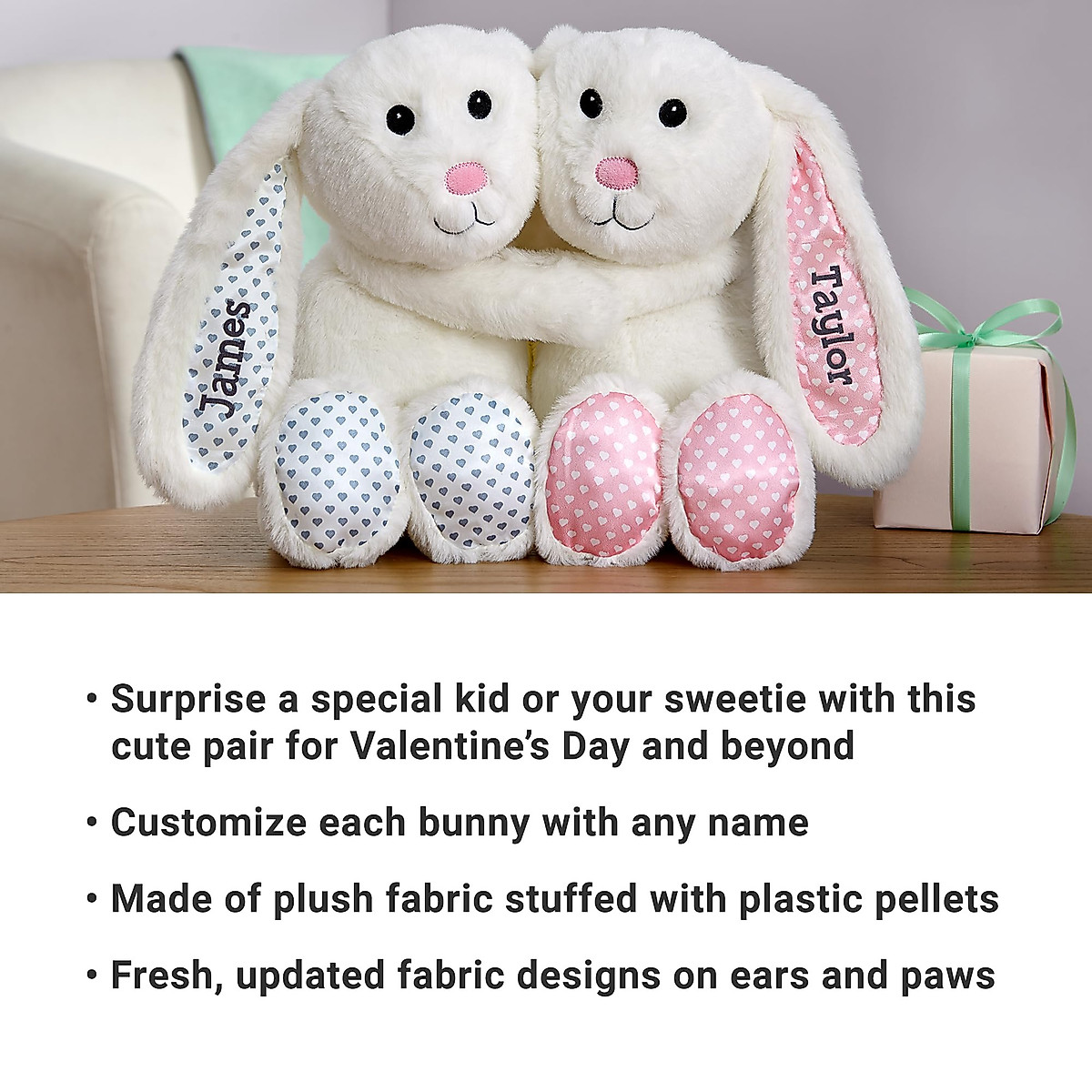 Let's Make Memories Personalized Hugging Plush Bunnies - Bunny Stuffed Animal - Easter Bunny - for Couples - for Him - for Her