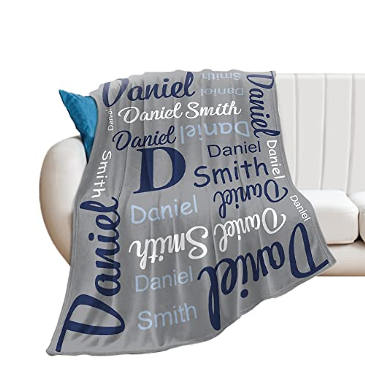 Yoke Style Personalized Baby Blankets for Baby Boys/Girls, Custom Name Initial Swaddle Blanket, Personalized Baby Boy Gifts for Newborn, Toddler, Kids on Baby Shower, Birthday