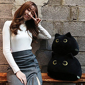 GOBEAUTY Black Plush Toy Pillow Cute Animal Cat-Shaped Stuffed Pillows Cushion Great Gifts for Birthday Valentines Day Christmas to Give Girlfriend Boyfriend, R14IXLVB230R37DSM5W