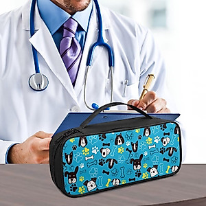 Gomyblomy Cute Stethoscope Case for Nurse Doctors, Dog and Paw Print Stethoscope Holder Stethoscope Carrying Case with Extra Mesh Pocket for Small Accessories