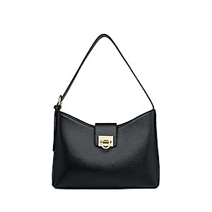 ZOOLER Original 100% Real Leather Shoulder Bags Purses Rice #YC266 (black)