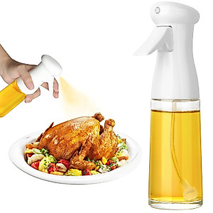 Chling Oil Sprayer for Cooking, 200ml Glass Olive Oil Sprayer Mister Bottle Kitchen Gadgets Accessories for Air Fryer Salad BBQ Baking Roasting White
