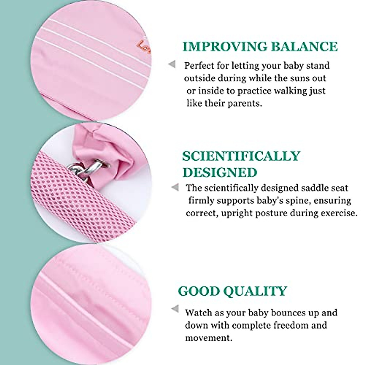 NUOBESTY Pink Baby Jumper Swing Doorway Fabric Toddler Doorway Bumper Over The Door Toddler Exerciser Jumper Tools for Toddler Infant