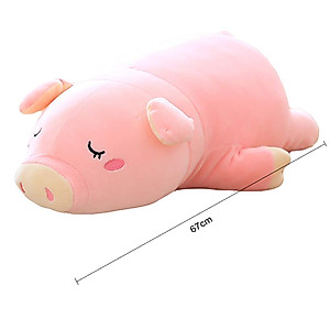 EHOTONG Pig Plush Pillow, Piggy Soft Hugging Pillow Funny Cute Pig Stuffed Animal Toys Christmas Birthday Girlfriend Gift, 27 inch