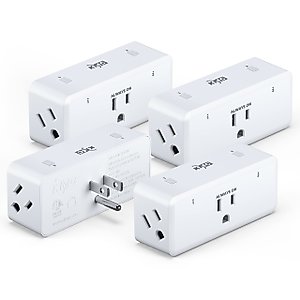 KMC Smart Plug 4-Pack, Side 3-Outlet Extender, Compatible with Google & Alexa, No Hub Required, WiFi Plugs