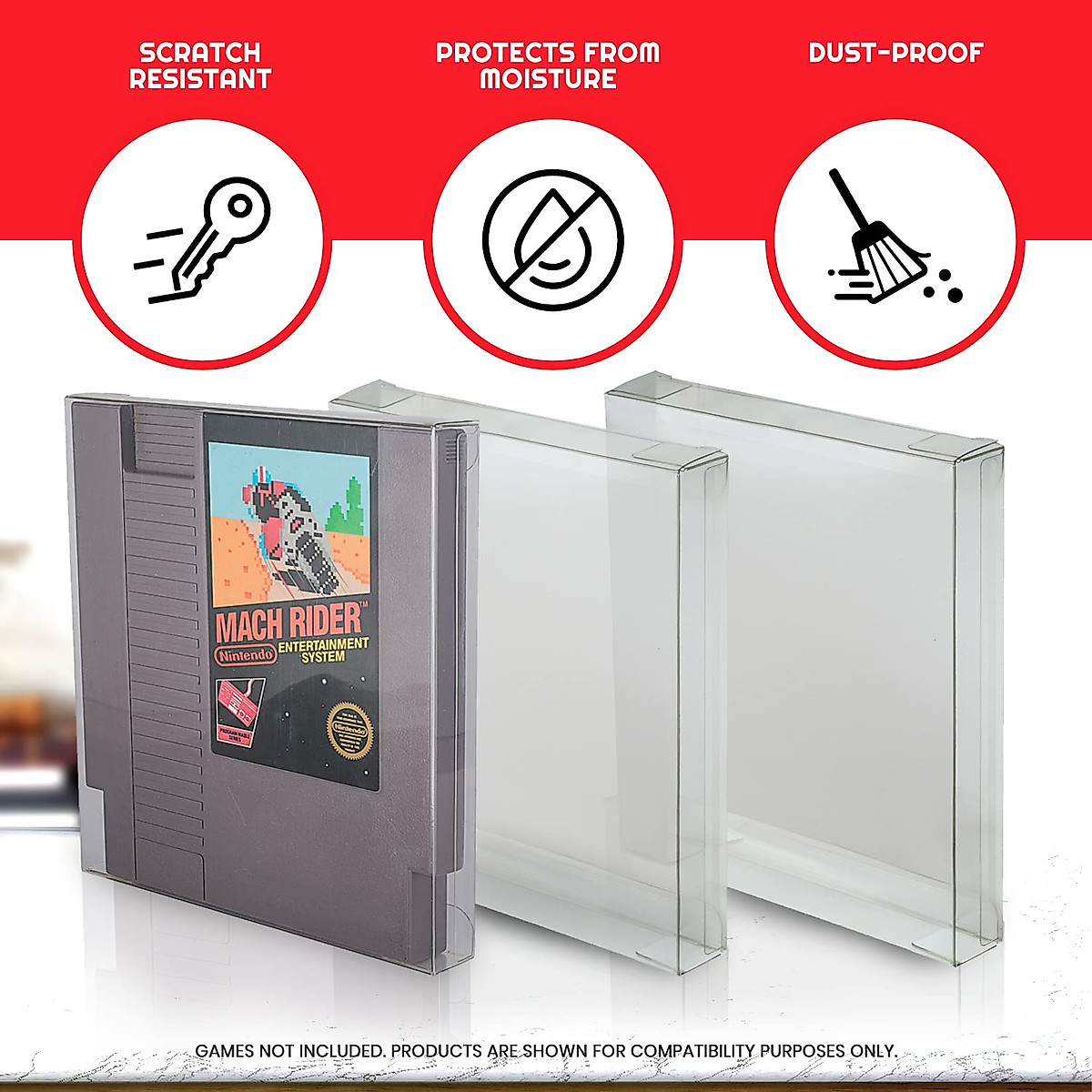 NES classic edition • NES Cartridge Case •Protector Compatible with Nintendo NES Games Cartridge - 0.40MM Thick, compatible for Legend of Zelda, Mario Bros, Mega Man, Metroid, Super Mario (Pack of 25)