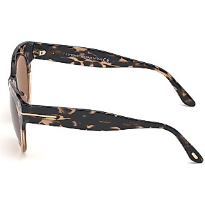 Tom Ford Lou TF 741 55E Havana Plastic Cat-Eye Sunglasses Red Lens