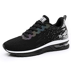 RUMPRA Women Sneakers Lightweight Air Cushion Gym Fashion Shoes Breathable Walking Running Athletic Sport(B-Black,US 8.5